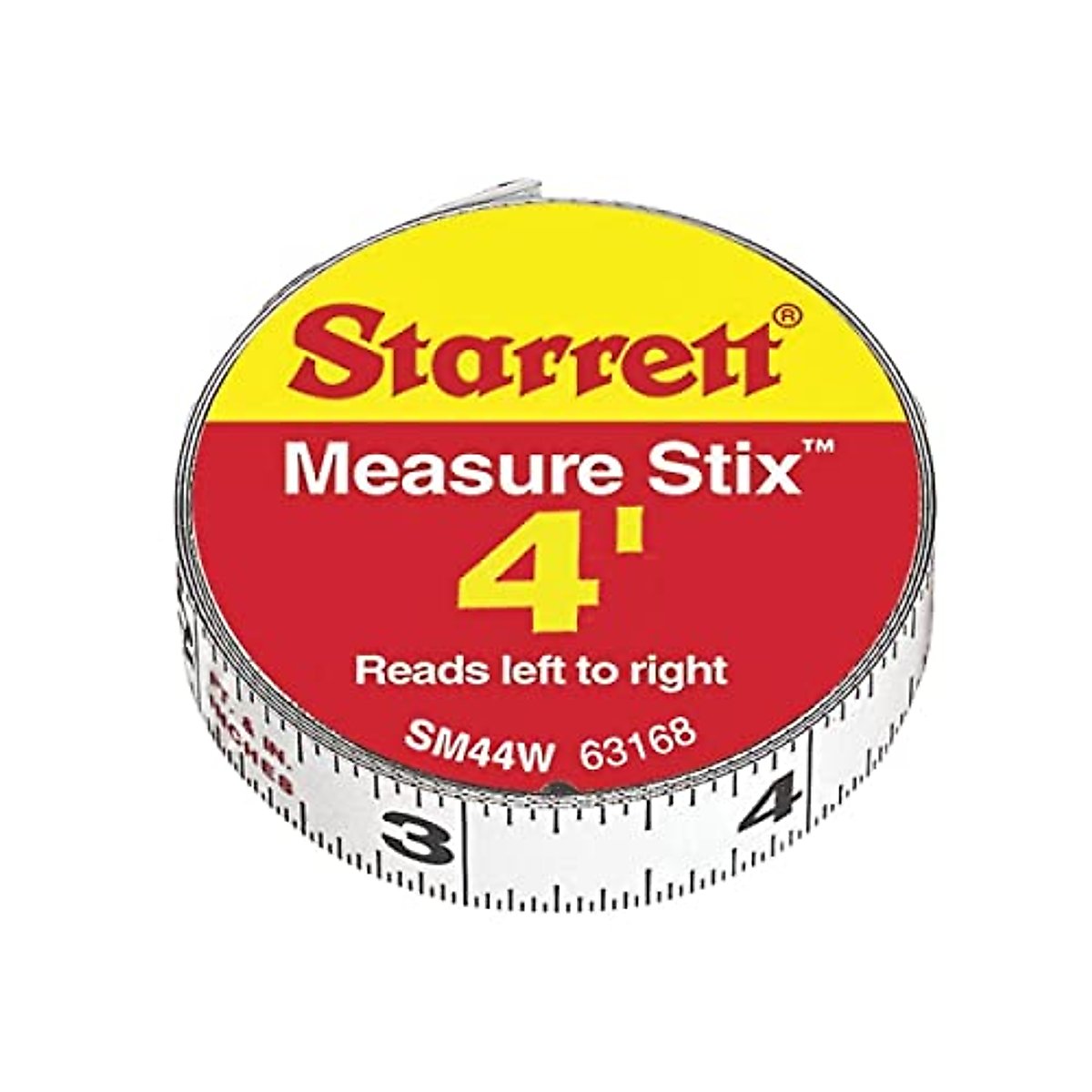Starrett Tape Measure Stix with Adhesive Backing - Mount to Work Bench, Saw Table, Drafting Table - 1/2" x 4', English Metric, Left-Right Reading - SM44W