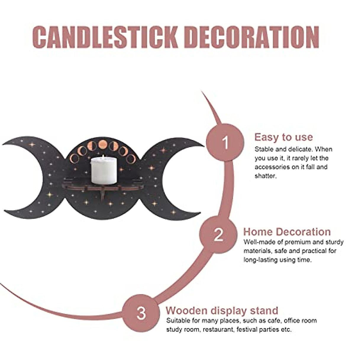 ARTIBETTER Sun and Moon Shelf: Wood Bohemian Style Crystal Display Shelf Wall Mount Storage for Crystals and Essential Oils