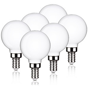 RuiAoTD G16.5(G50) Globe Light Bulbs, 5.5W Equal 60W Light Bulb, Neutral White 4000K, Chandelier Light Bulbs Candelabra E12 Base for Ceiling Fan Lights, 500LM, Dimmable, Milky Glass, 6 Pack