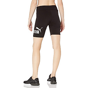 PUMA Women's Essentials+ 7" Short Tights, Cotton Black-Silver-Metallic, XXS