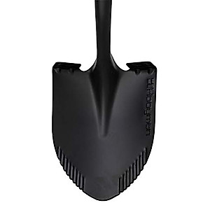 Hooyman Digging Shovel with Heavy Duty Carbon Steel Head Construction, Ergonomic No-Slip H-Grip, Oversized Steps, and Serrated Blades for Gardening, Land Management, Yard Work, Farming and Outdoors