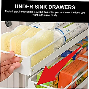 Zerodeko Under Sink Shelves Drawer Dividers s Drawer Rack Carbon Steel Slide Rail Household White Clear Shelves Storage Drawers Sliding Sink Shelf