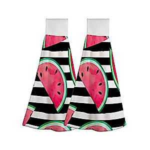 Hanging Hand Towel with Loop 1PCS Watermelon Slices Pink Super Soft Polyester Absorbent for Bathroom Laundry Room Kitchen 12.6 x 18.9 Inches