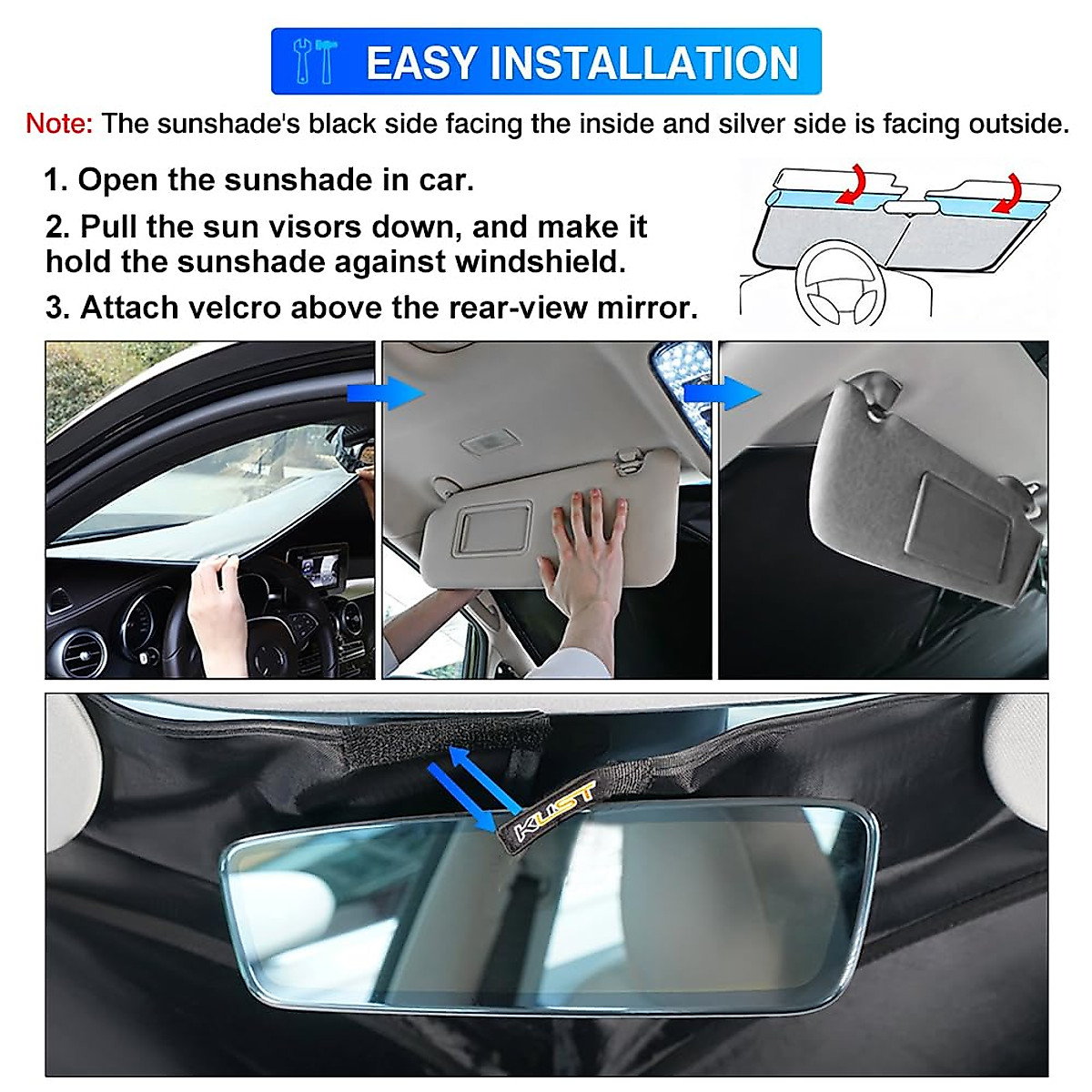 KUST Custom Fit Windshield Sun Shade for Ford Explorer 2020 2021 2022 2023 2024 Sunshade Foldable Window Sun Visor Protector Blocks UV Rays Keep Your Car Cooler