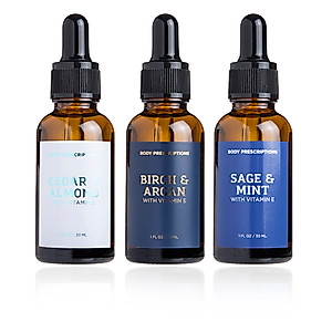 Body Prescriptions 3 Pc. Beard Oil For Men - Scented Conditioning Beard Growth Oil for Beard and Mustache Infused with Vitamin E for Men