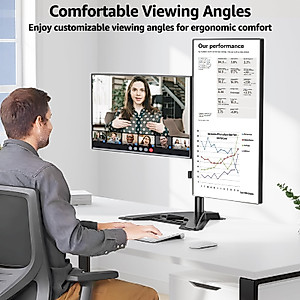 MOUNTUP Dual Monitor Stand - Freestanding & Height Adjustable Monitor Desk Mount, Steady VESA Mount Computer Monitor Stand for 2 Screens up to 27 inches, MU1002