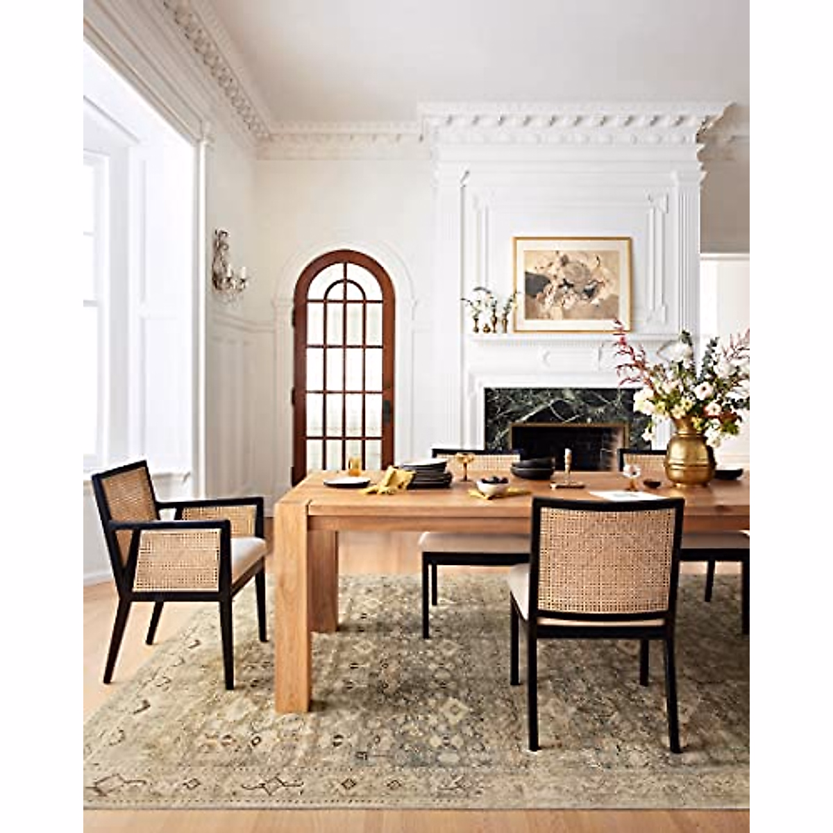 Loloi II Margot Collection MAT-04 Antique / Green 7'-6" x 9'-6", 3.8" Thick, Area Rug, feat.CloudPile, Soft, Durable, Printed, Medallion, Low Pile, Non-Shedding, Easy Clean, Living Room Rug