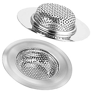 QYHOO 2 PCS Kitchen Sink Strainer Stainless Steel, 4.5 inch Diameter Anti-Clogging Drain Hair Catcher Mesh Catcher for Kitchen, Bathroom, Balcony, Floor Drain