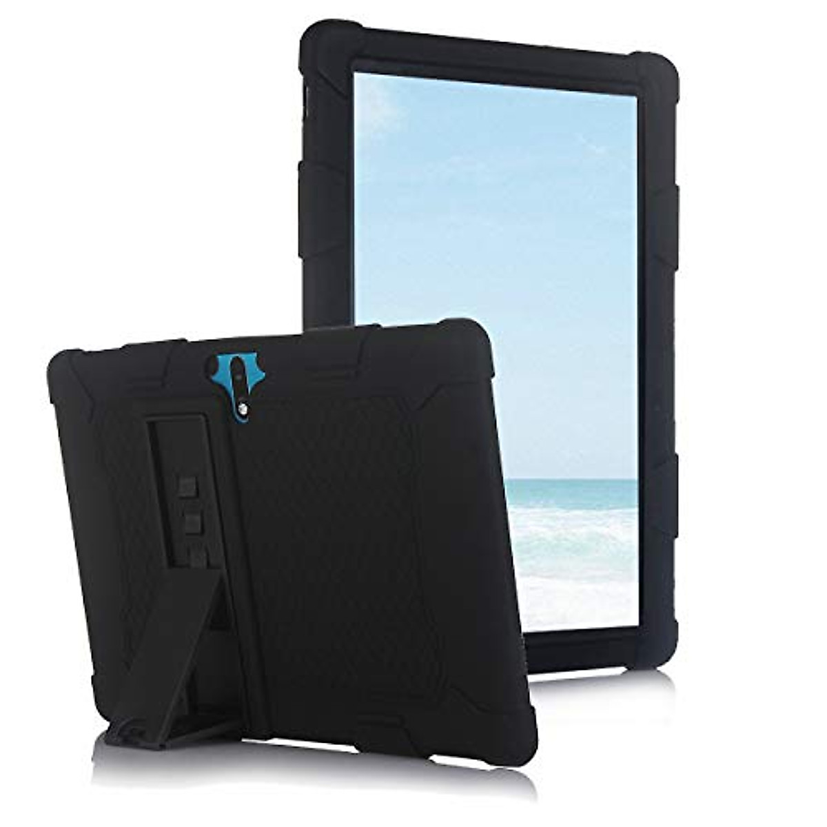 HLWQ Case for MEBERRY M7 Tablet 10 Inch/AOYODKG A22 10/Pavoma 10 G3/Llltrade 10, Anti-Slip Soft Silicone Case with Stand (Black)