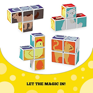 GEOMAG MagiCube Animal Friends 4-Piece Magnetic Cubes Building Set, Toddlers & Kids Ages 1.5+, STEM-Endorsed Educational Toy, Swiss-Made, Creativity & Early Learning Fun, 6 Adorable Building Ideas