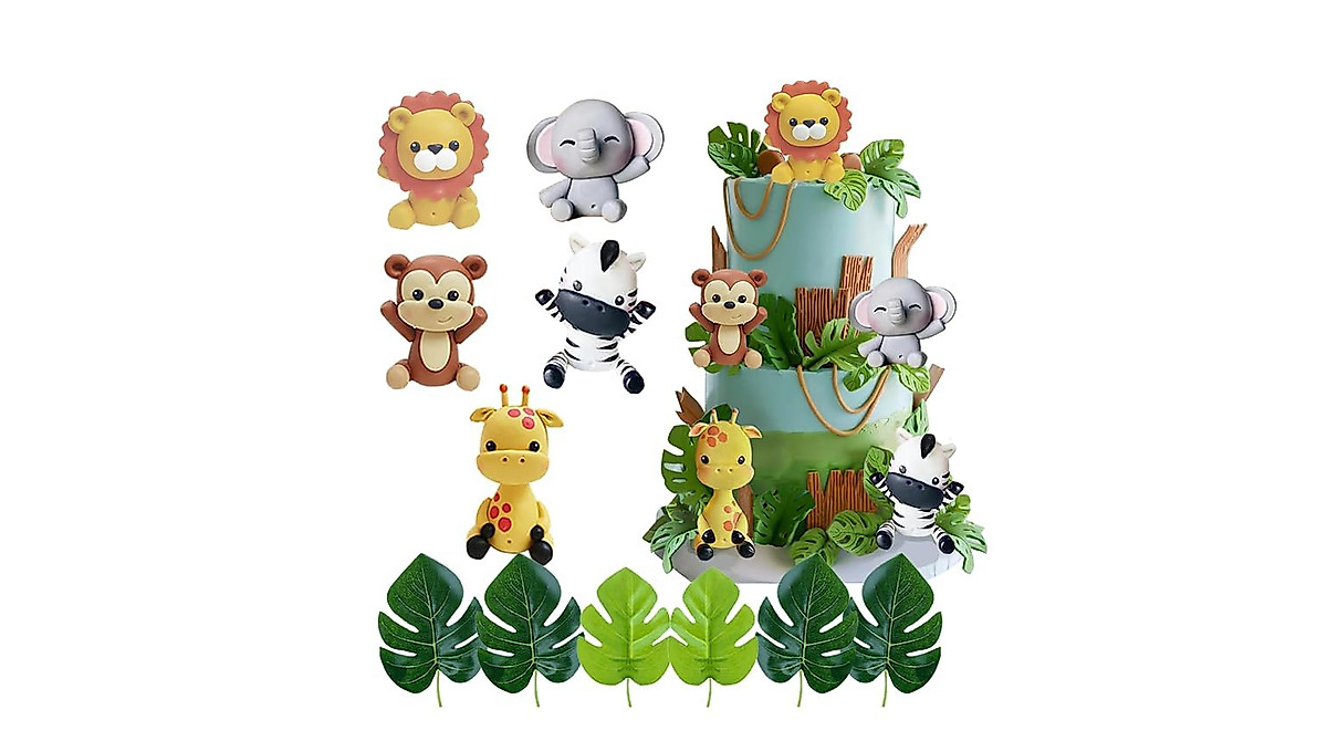Jungle Animal Cake Topper Set for Parties