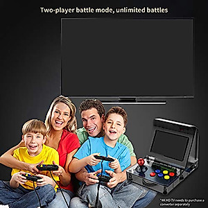 Rocker Arcade Game Console 360 Degrees 4.3inch Colorful Screen Rechargeable Compact Interesting Interactive 3D Game Station Joystick Arcade Device with Two Wired Controller