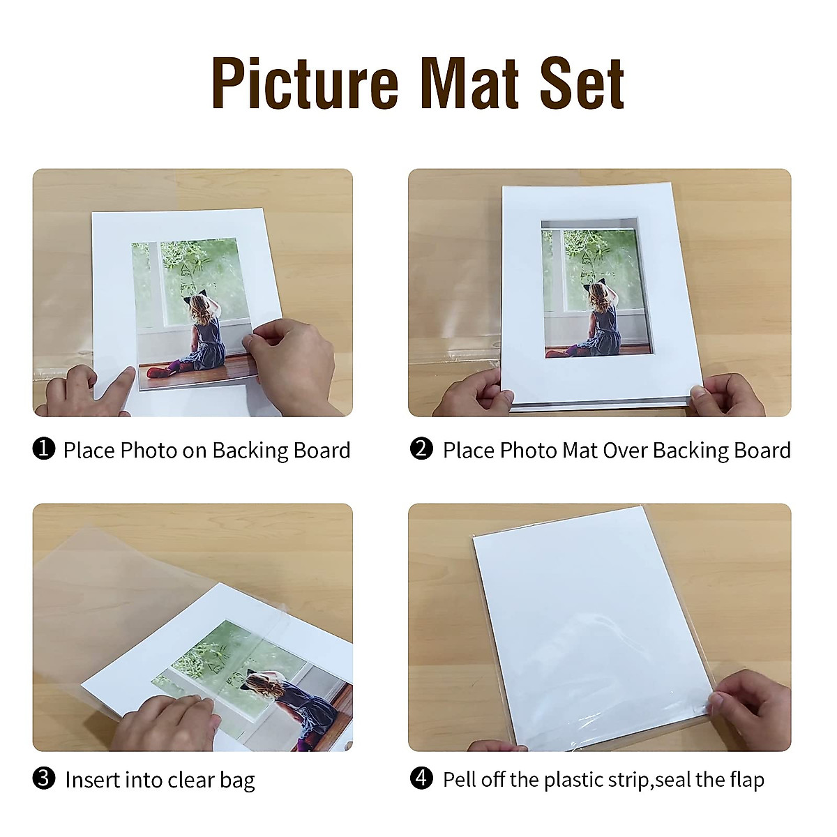 Falling in Art 25 Pack Acid-Free 16x20" White Picture Mats Board Show Kit for 11x14" Pictures, 4-Ply Beveled Precut Photo Boards with Backing Boards and Plastic Clear Bags
