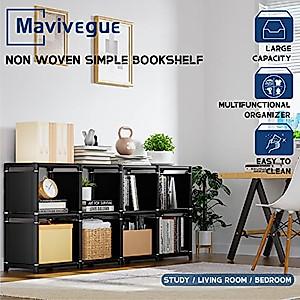 Mavivegue 8 Cube Book Shelf Organizer - Tall Black Cube Shelf with Cubbies for Bedroom, Living Room, Office