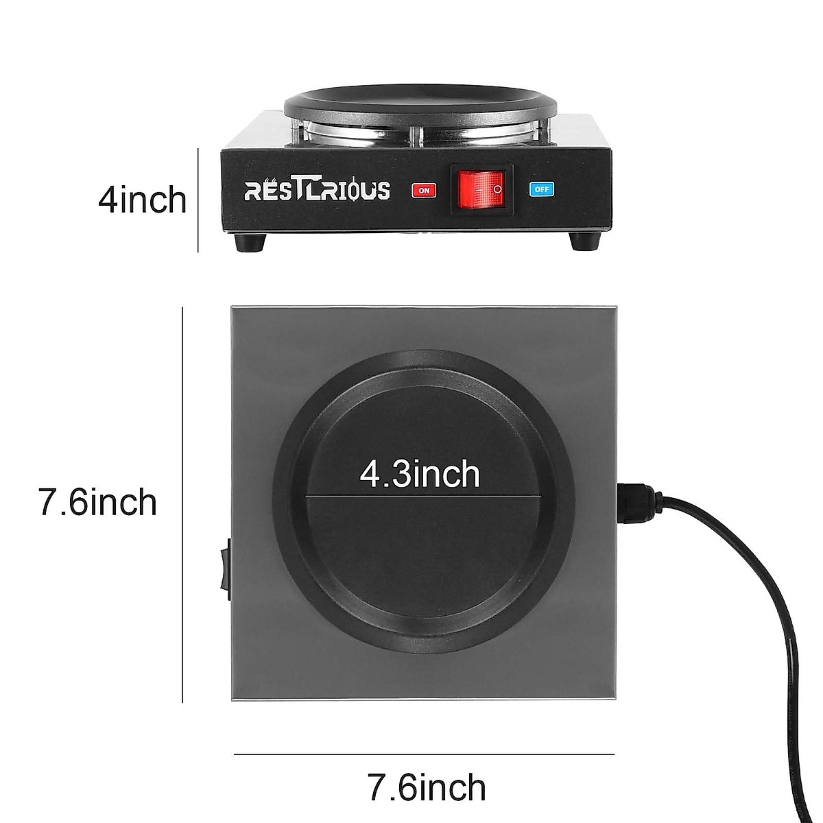 Restlrious Commercial Coffee Warmer Single Burner Decanter Warmer Plate, Stainless Steel Portable Warmer for Standard Glass Decanter, Suitable for Cafe, Break Room, Buffet, Event and Commercial Use