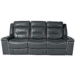 Homelegance Darwan 88" Leather Gel Double Reclining Sofa, Dark Gray