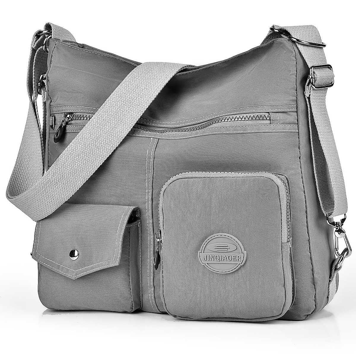 Multipurpose Hobo Purse for Women with Antitheft RFID, Waterproof Nylon Crossbody Bag Shoulder Handbag, Convertible Backpack (Grey)