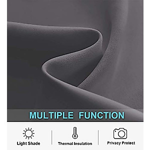 RYB HOME Grey Blackout Curtain Tiers for Small Window, Thermal Insulated Curtains Short Blind for Kitchen/Living Room Energy Efficient, 42-inch Wide x 36-inch Long Each Panel, Grey, Set of 2