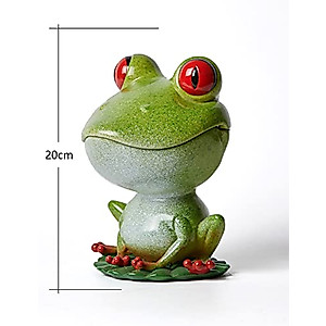 NENBOLEC Candy Dish Frog Cookie Jar Plate Statue Decor Sculpture Home Arts Gifts Polyresin Figurine Green 8 Inch