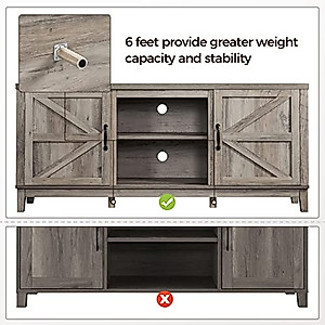 Yaheetech Farmhouse TV Stand for 65 Inch TV, Wood Entertainment Center Suitable for a 18'' Electric Fireplace Insert (not Included), Large Storage Cabinet with Double Barn Doors, 58inch, Gray