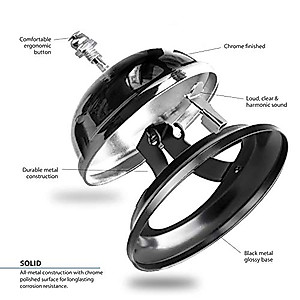 Call Bell Chrome Finish. Hand front desk ringing bell service hotel, counter, school teacher classroom, restaurant, reception, Hospitals, warehouse, office, dinner, kitchen, elderly ring. 3.38"/Silver