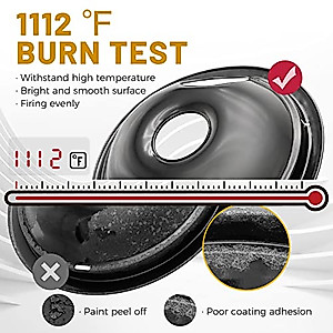 4 Pack Black Cooktop Drip Pans, Compatible with GE Hotpoint Stove. Include 2 Pcs 6'' Range Replacement Drip Pans and 2 Pcs 8 '' Burner Drip Pans for Electric Stove Top