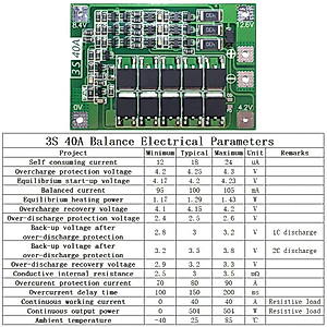 AOICRIE 3S 12V 40A PCB BMS Protection Board for 18650 Li-ion Lithium Battery Cell Module