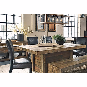 Signature Design by Ashley Sommerford Rustic Wood Dining Room Long Bench, Brown