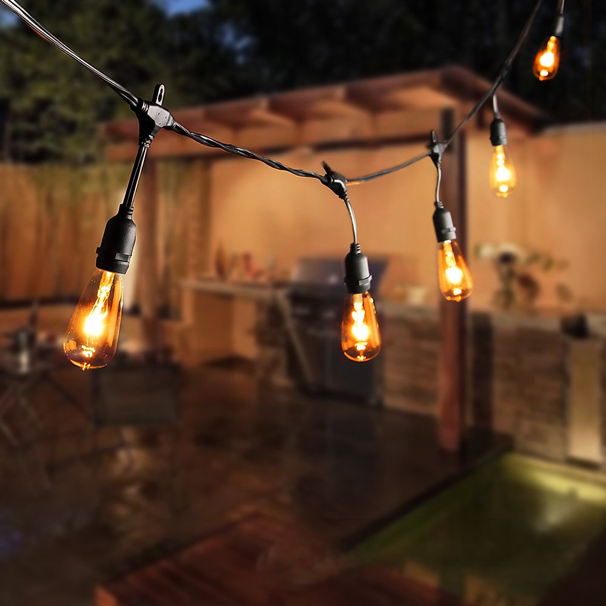 Brightown 24-Pack Edison Replacement Light Bulbs,7W E17 Screw Base ST40 Replacement Clear Glass Light Bulbs for Outdoor Patio ST40 String Lights, Warm White