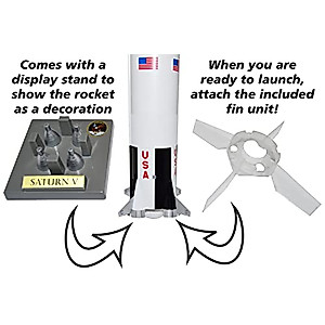 Estes Saturn V Model Rocket Starter Set - Includes Assembled Rocket, Launch Pad, Controller, Four AA Batteries, Recovery Wadding, and Three Engines White