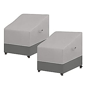 Easy-Going Patio Chair Cover UV Resistant Outdoor Chair Cover Bicolor Waterproof Outdoor Furniture Cover with Reflective Hemming (2 Pack-35Wx38Dx31H inch, Gray/Dark Gray)