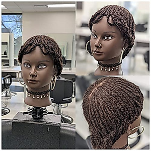 African Mannequin Head with 100% Human Hair Mannequin Head Curly Cosmetology Manican Mannequins Heads with Stand for Display Practice Braiding Styling Training Head Hair Styling