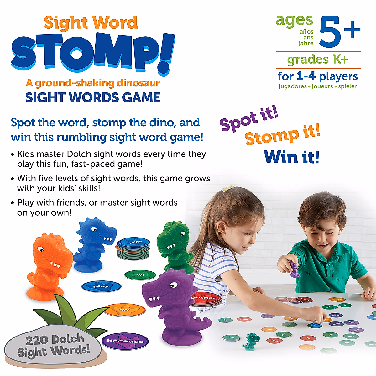 Sight Word Stomp!, Educational Indoor Games, Preschool Alphabet ,Toddler Brain Toys, Toddler Preschool Learning, 114 Pieces, Age 5+