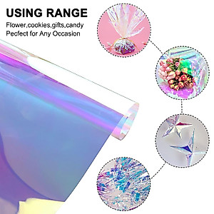 MAOUYWIEE 1 Roll Iridescent Cellophane Roll Iridescent Wrapping Paper Cellophane Wrap for Gift Baskets Iridescent Film Halloween Christmas DIY Wrapping Decoration Supplies (Pink,31.5 inchX50 Feet)