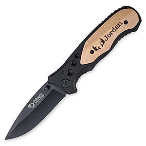 MTech MT423BK Laser Engraved Personalized Pocket Knife, Valentine's Gifts, Christmas Gifts for Husband, Dad, 30 Optional Icons