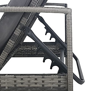 MBFLUUML Outdoor Lounge Chair, Sun Lounger with armrests Polyethylene Rattan Grey, Suitable for Outdoor situations Such as terraces, Poolside, Backyard, etc.