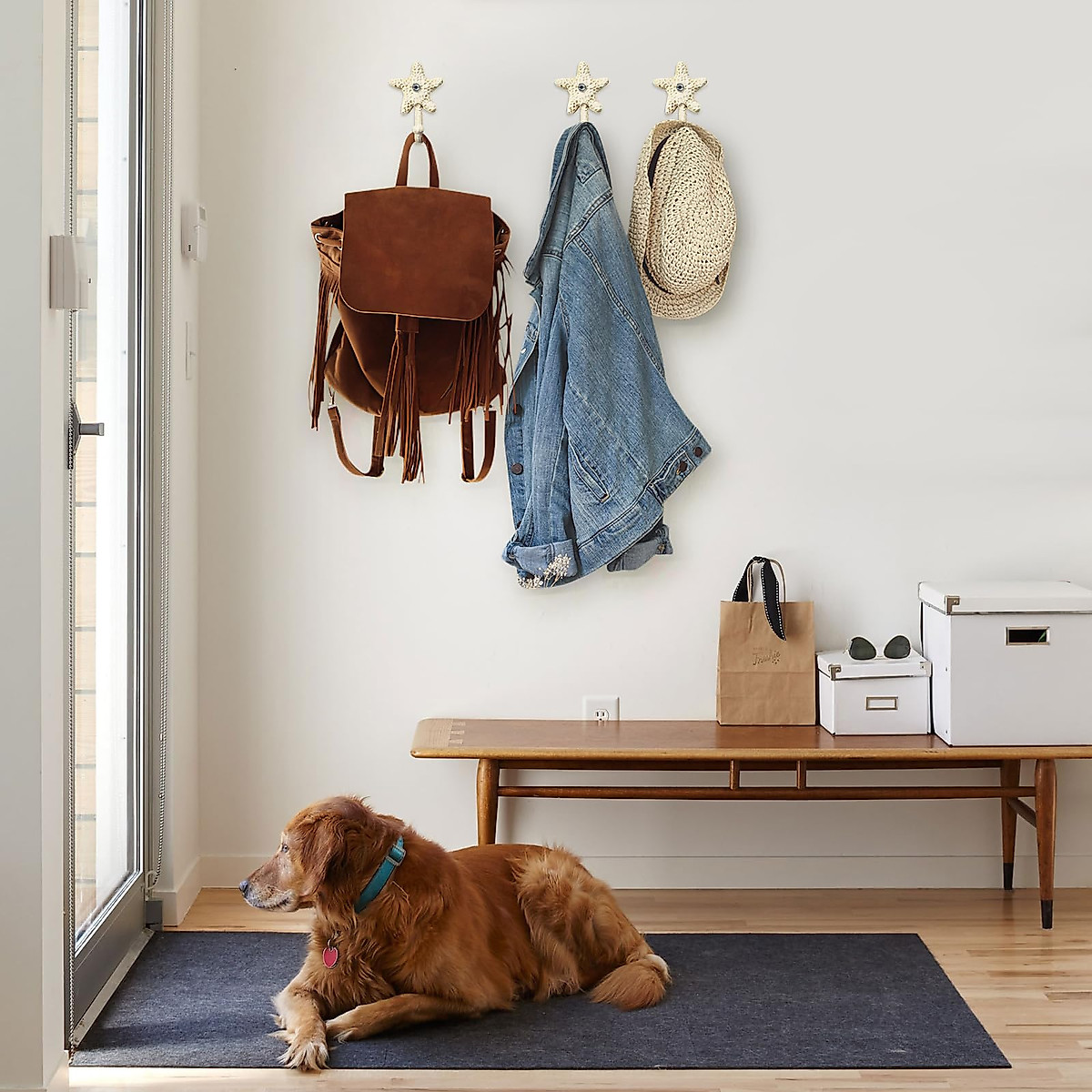 Cabilock 3Pcs Star fish Wall Hooks Towel Hook Coastal Decorative Wall Hangers Cast Iron Coat Hook Beach Ocean Theme Chic Metal Hooks for Key Hat Clothes Robe