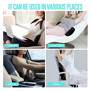 Tengyue Lumbar Support Pillow - Ergonomic Design for Office Chair, Car, and Home - Relieve Back Pain & Improve Posture - (Black)