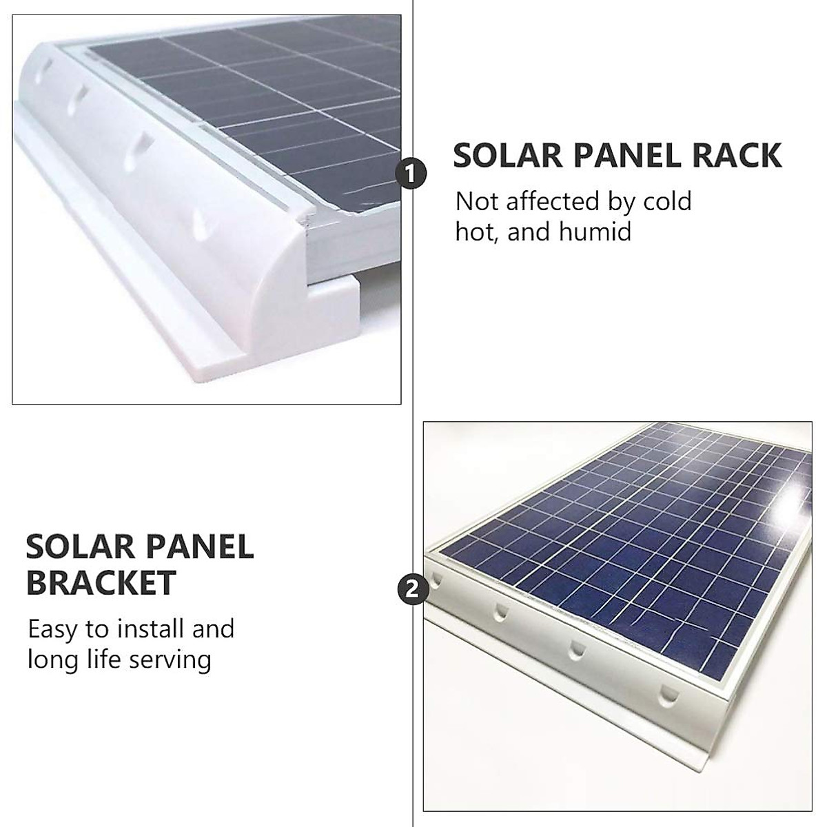 Cabilock 2pcs Solar Panel Side Mounting Brackets Marine Caravan Motorhome RV Solar Panel Side Mount Brackets Solar Panel Roof Installation Clamps White