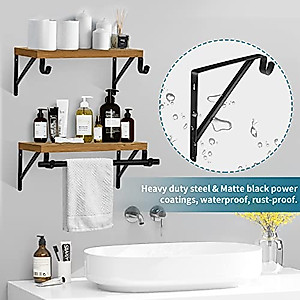 Closet Rod Bracket, Shelf Bracket for DIY Floating Shelf, Heavy Duty L Corner Brace with Rod Hook, Wall Mounted Black Metal Utensil Holder Pot Hangers for Kitchen, Bathroom