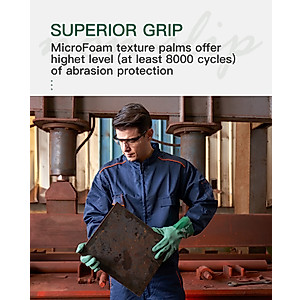 PACIFIC PPE Nitrile Chemical Resistant Gloves, Chemical Gloves, Reusable Heavy Duty Work Gloves, Acid, Alkali and Oil Protection, Non-Slip, Large