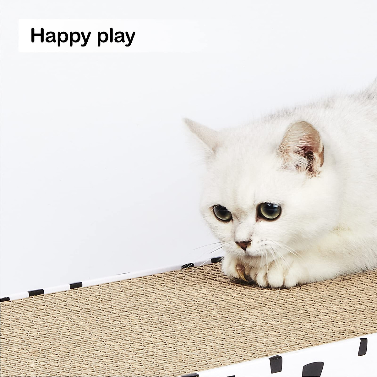 PAWSFANS Cat Scratcher Cardboard Scratch Pad with Box Durable Corrugate Scratching Board Kitty Sofa Lounge Bed Reversible Catnip Included for Indoor Cats,Large (Box, 5pcs)