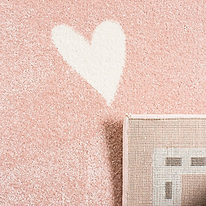 SAFAVIEH Carousel Kids Collection 8' Square Pink/Ivory CRK166P Bunny Non-Shedding Nursery Playroom Area Rug