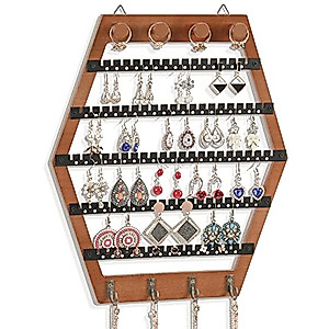 handrong Hexagon Hanging Earring Organizer Wall Earring Holder Wall Jewelry Holder Wall Jewelry Organizer For Earrings Necklaces Bracelets