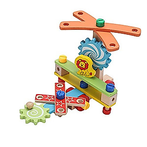 Zerodis Wooden Multifunctional Screw Assembling Chair Toy Nut Combination Intelligent Toy for Kid Child Brain Practicing(A)