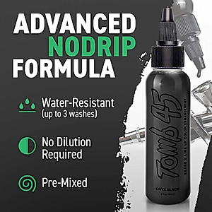 Tomb 45 NO DRIP Enhancement Color (Onyx Black) | Hair Enhancer For Beard & Lineup | Water Resistant Hairline Filler Spray | Barber Beard Liner For Thicker & Fuller Hairstyling
