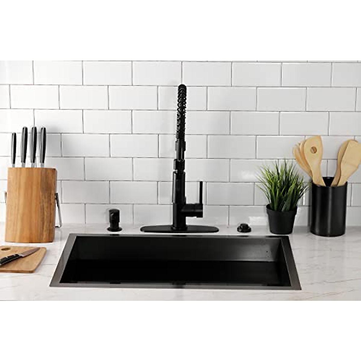 Kingston Brass LS8770DL Concord Pre-Rinse Kitchen Faucet, Matte Black