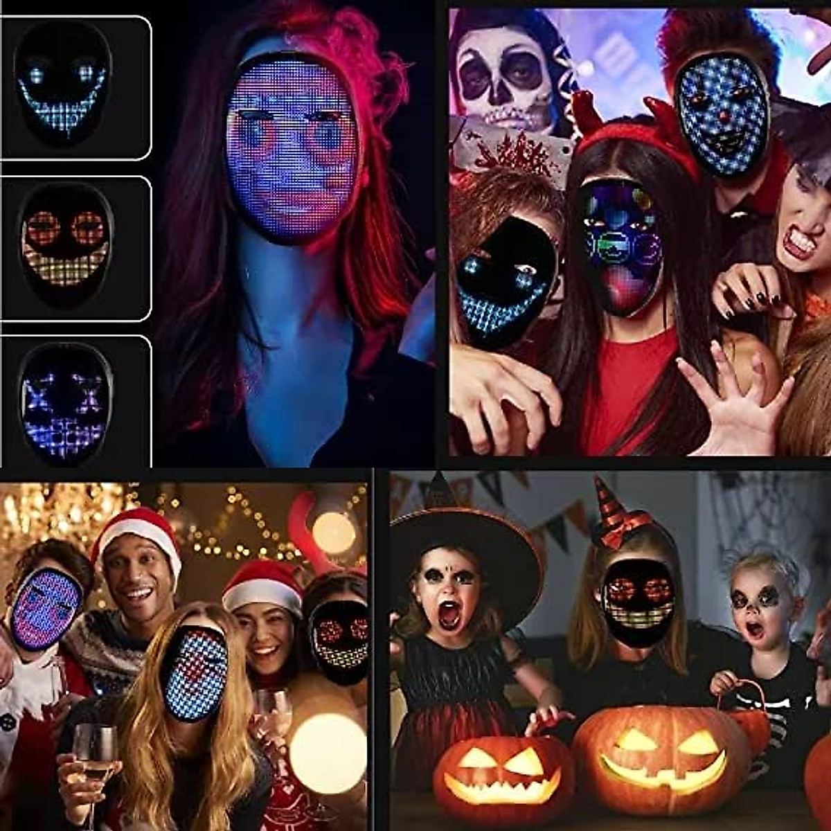 TrendyNow365 Rechargeable LED Halloween Mask with Bluetooth, Programmable with Shining Mask App, Face Changing Cosplay, Party, Christmas