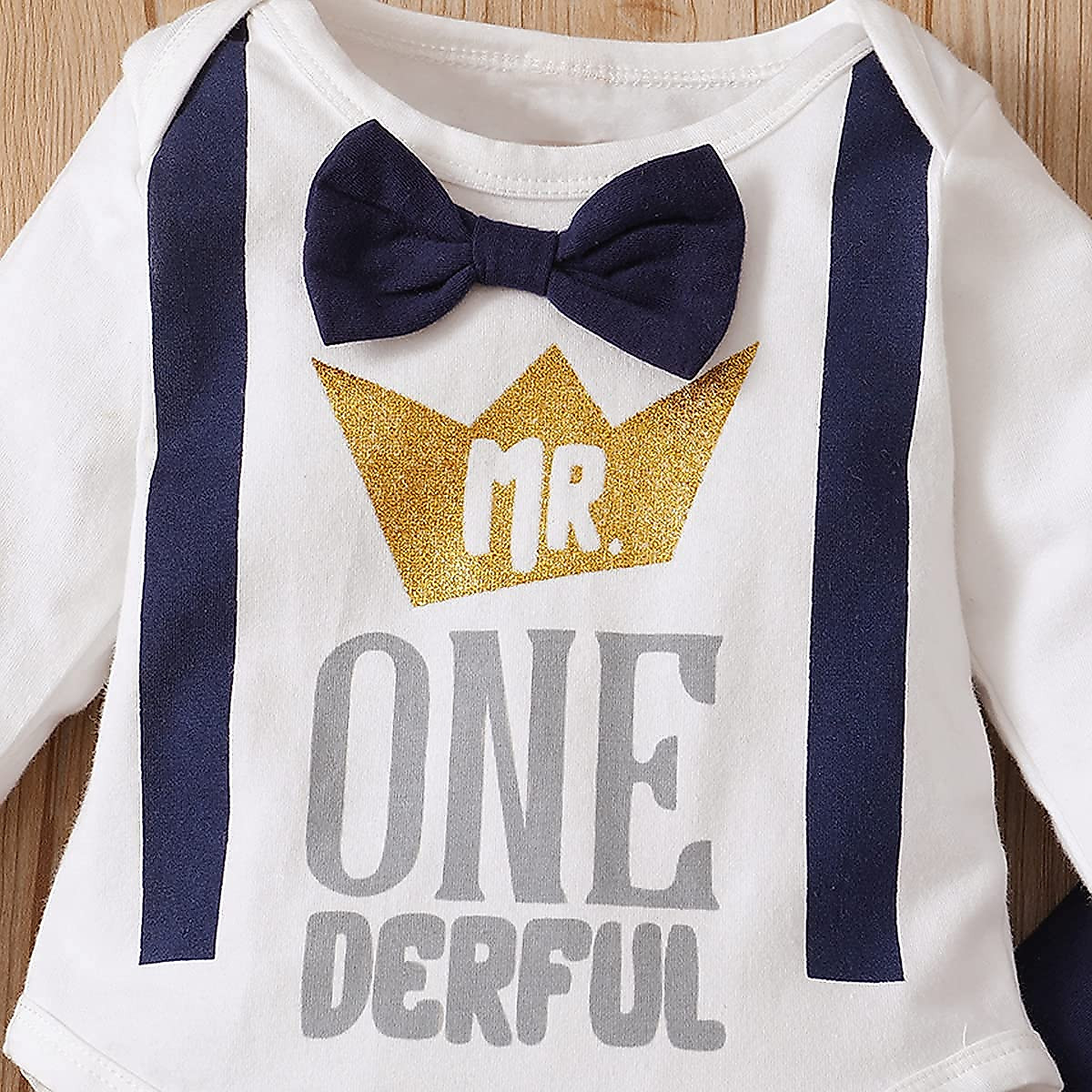 1st Birthday Outfit Boy Mr Onederful Birthday Outfit Baby Boy First Birthday Clothes (White,12-18 Months)