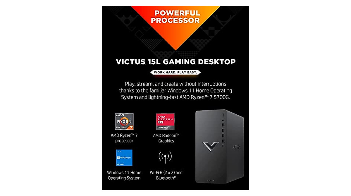 HP Victus 15L Gaming Desktop - Ryzen 7, 16GB RAM
